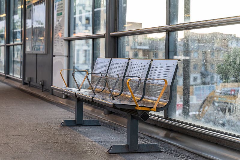 Metal Bench Situated Indoors in a Modern Interior Setting Stock Photo ...
