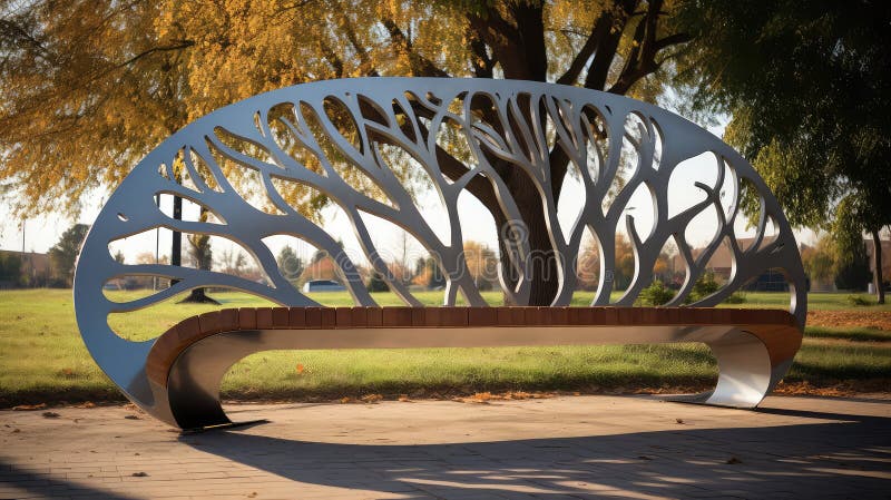 Metal bench tree stock image. Image of tree, contrast - 328768965