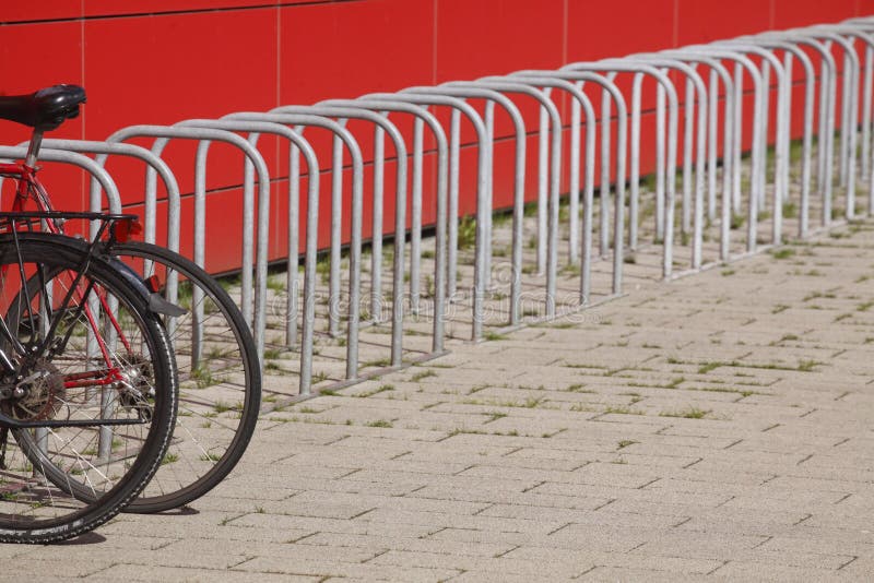 Metal Bicycle stand stock image. Image of wall, painted - 96976977