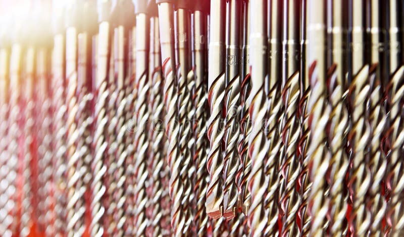 Metal big drills in shop stock photo. Image of metal - 256798412
