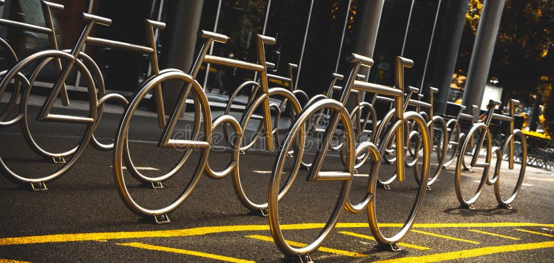 Metal Bike Racks Made in the Shape of Bicycles Stock Image - Image of ...