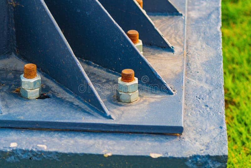 A Metal Billboard Support Fixed To a Concrete Foundation with Studs and ...