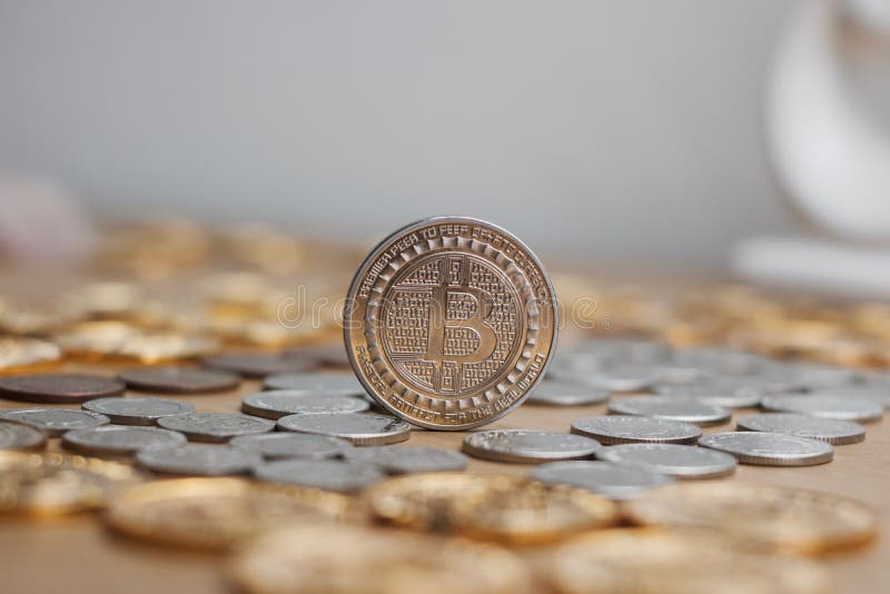 Metal bitcoin coin stock photo. Image of payments, virtual - 102783322