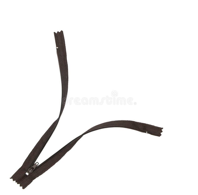 Metal Black Zip Fastener Close Up Isolated on White Stock Photo - Image ...