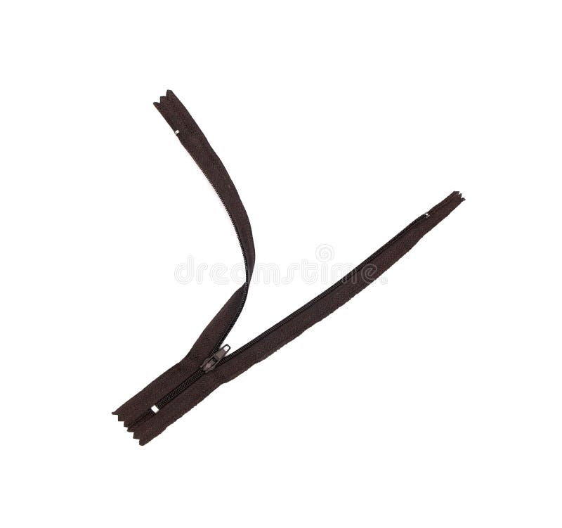 Metal Black Zip Fastener Close Up Isolated On White Stock Photo - Image ...