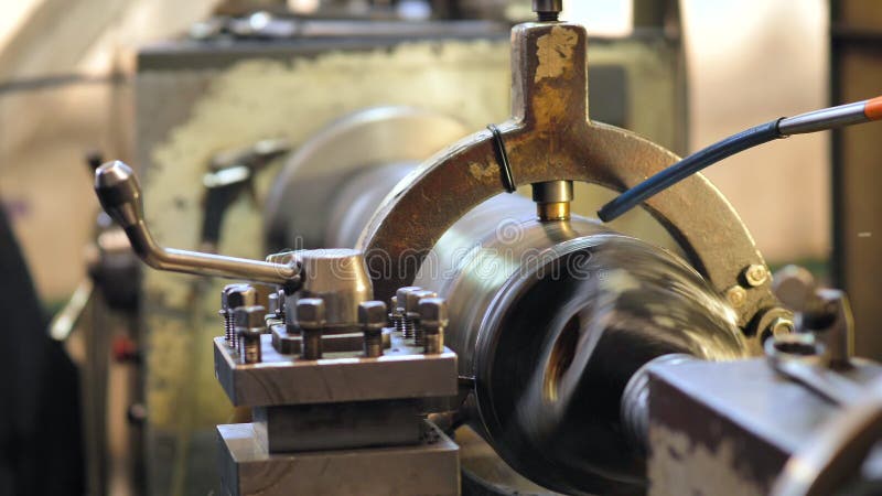 Metal Blank Machining Process on Lathe with Cutting Tool Stock Video ...