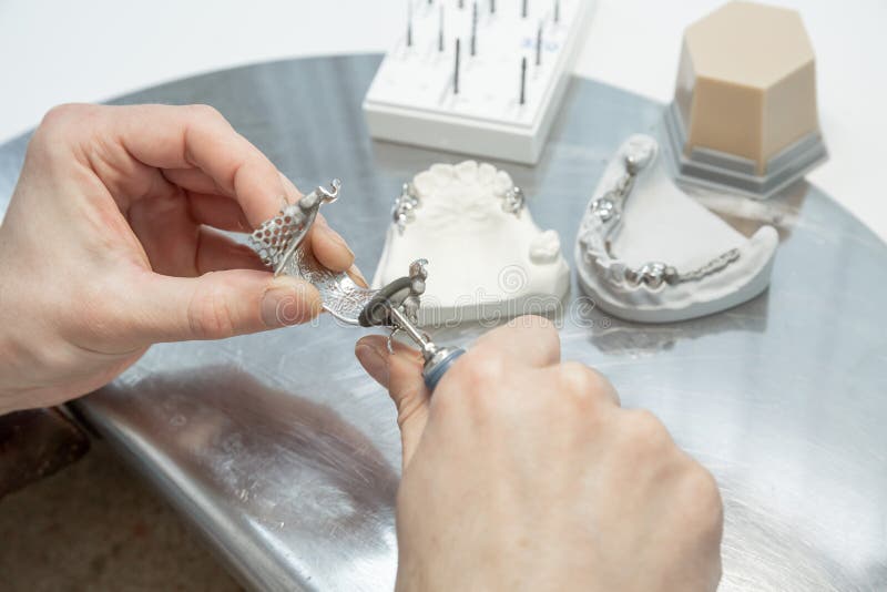 Processing Dentures Cutter Manually on the Table Stock Image - Image of ...