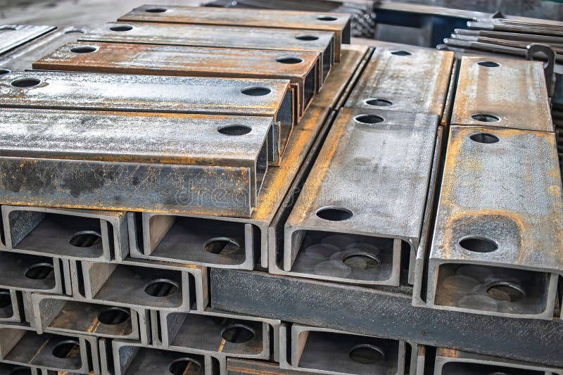 Metal Blanks and Products Stacked in an Industrial Workshop Showcasing ...