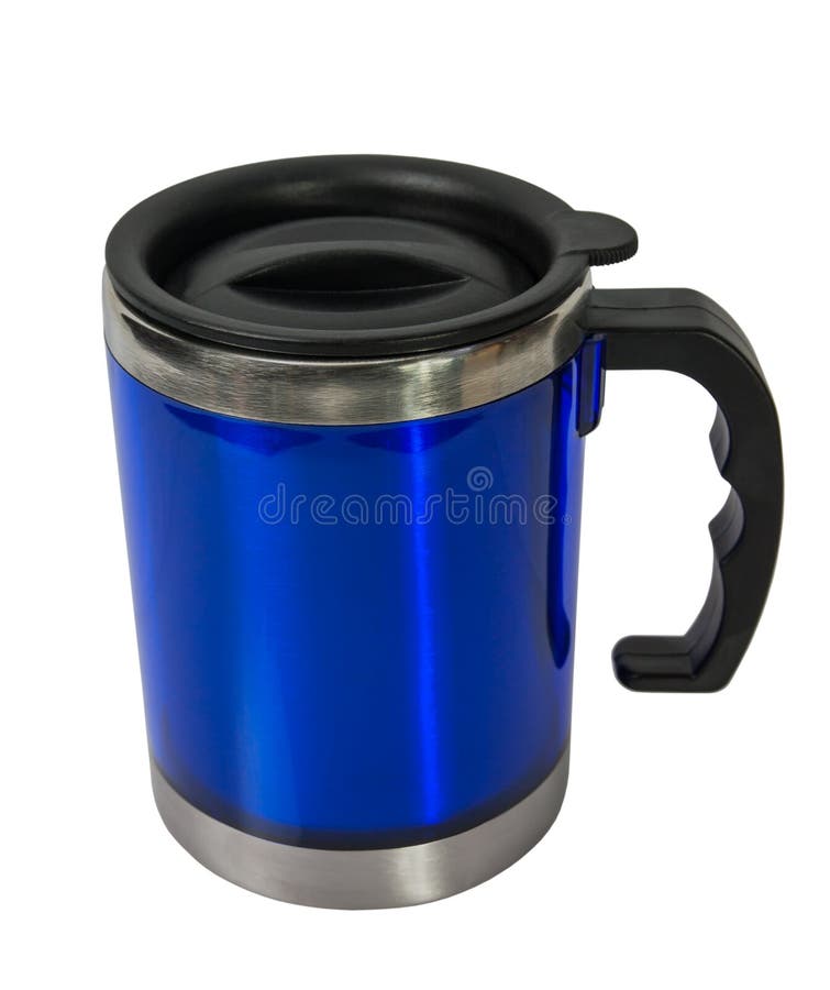Metal blue cup. stock photo. Image of metal, vessel, temperature - 59998164