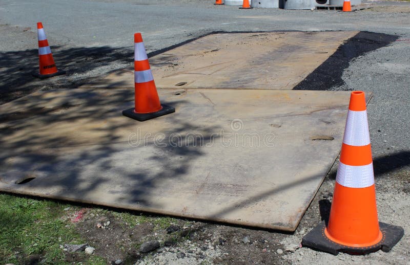 Metal Boards Covered the Construction Site of the Street Stock Photo ...