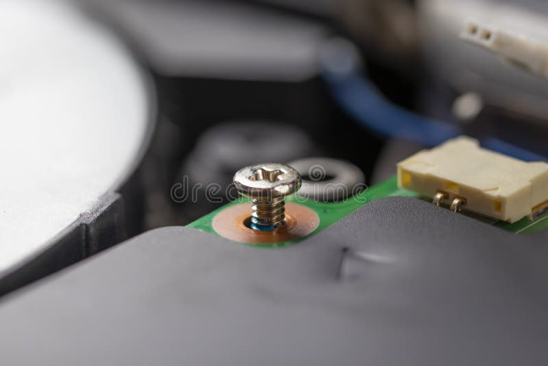 Metal Bolt Fastening. Computer Connector and Cable on the Processor ...