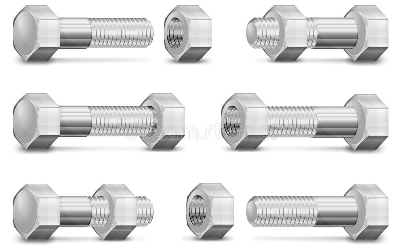 Screws, Nuts and Nails in Isometric View Stock Vector - Illustration of ...