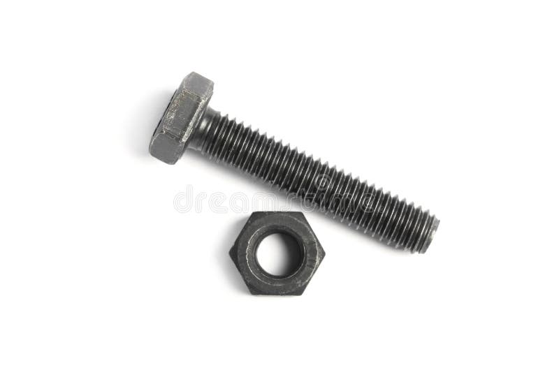 Metal Bolt with Hex Nuts on White Background Stock Photo - Image of ...