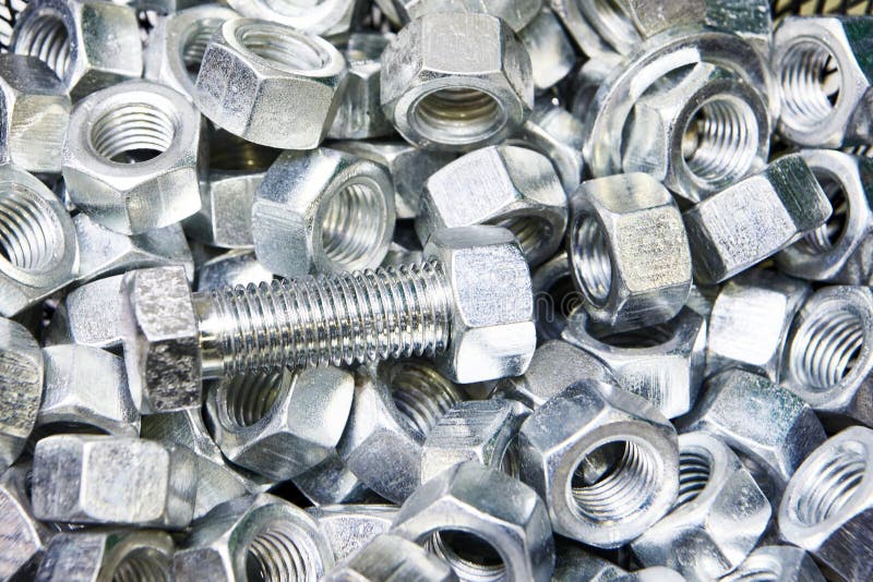Metal bolt and nuts stock image. Image of white, fasteners - 262100445