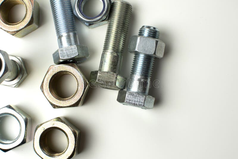Metal Bolts of Different Sizes on a White Background Stock Image ...