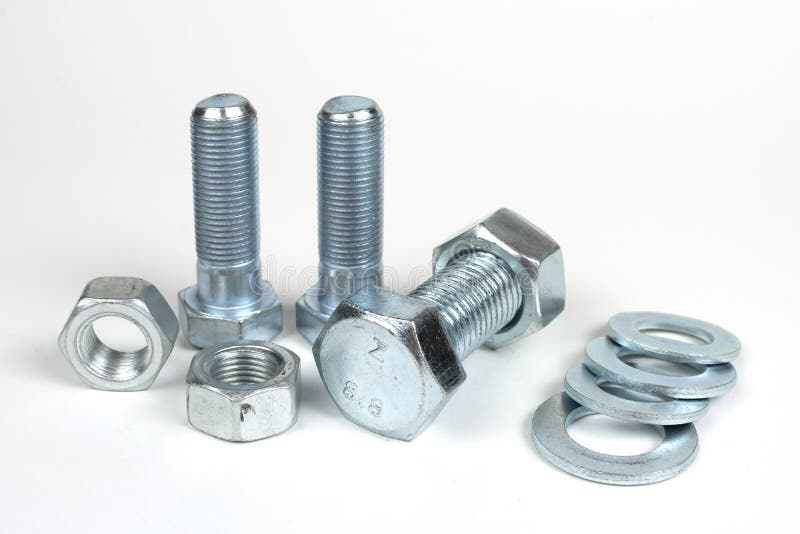 Several Fixing Bolts with Nuts Close-up Stock Image - Image of bolt ...