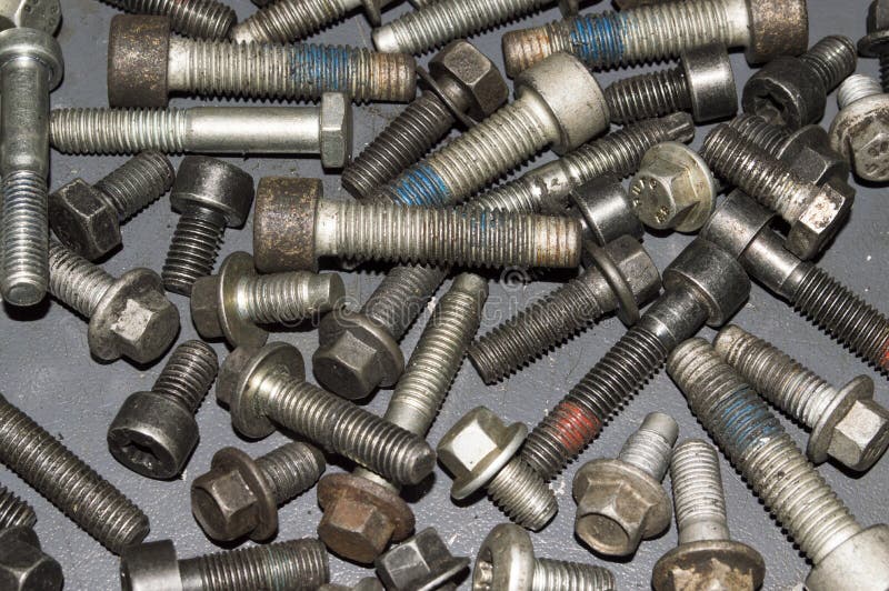 The Metal Bolts are on the Table Stock Photo - Image of steel, hexagon ...