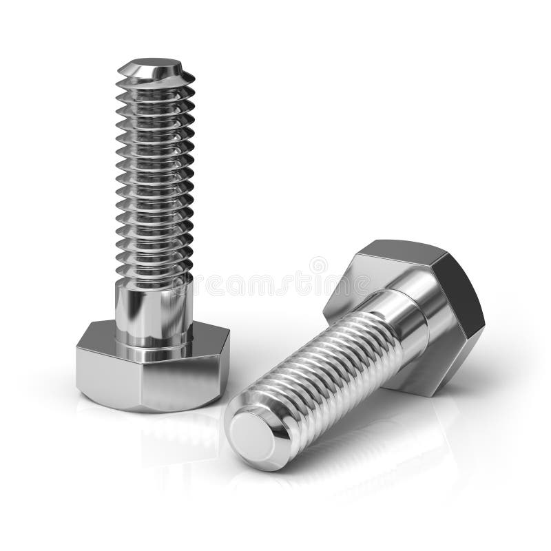 Metal bolts on white stock illustration. Illustration of thread - 47912176
