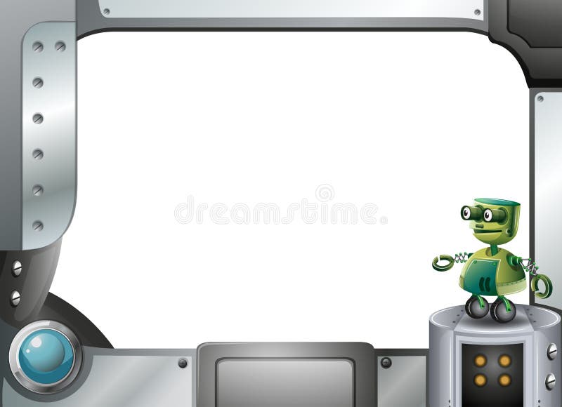 A Metal Border with a Robot Stock Vector - Illustration of advert ...