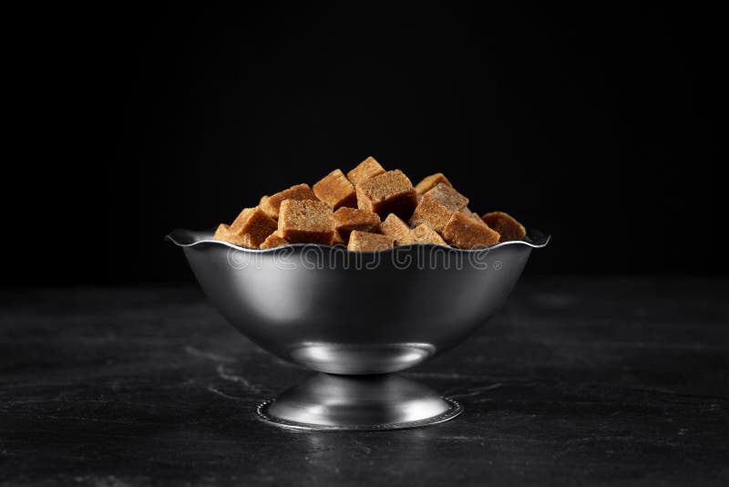 Metal Bowl with Brown Sugar Cubes on Table Stock Image - Image of tasty ...