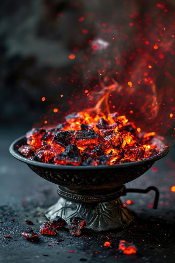 A Metal Bowl Filled with Red Hot Coal. Versatile Image for Various Uses ...