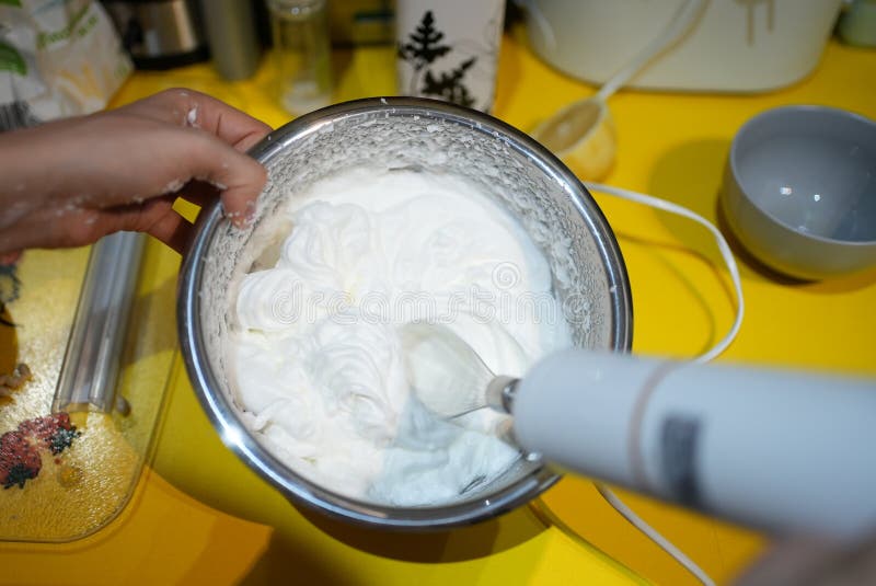 Metal Bowl with Some White Cream Inside it Stock Image - Image of ...