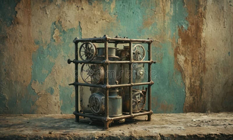 A Metal Box with a Blue Wall Behind it. Stock Illustration ...