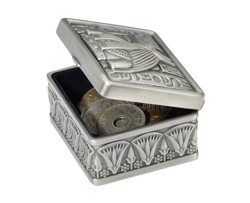 Metal Box in the Egyptian Style with Coins. Stock Image - Image of ...