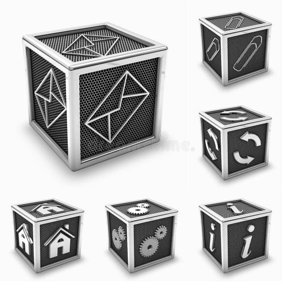 Metal box icon set stock illustration. Illustration of attach - 16305978