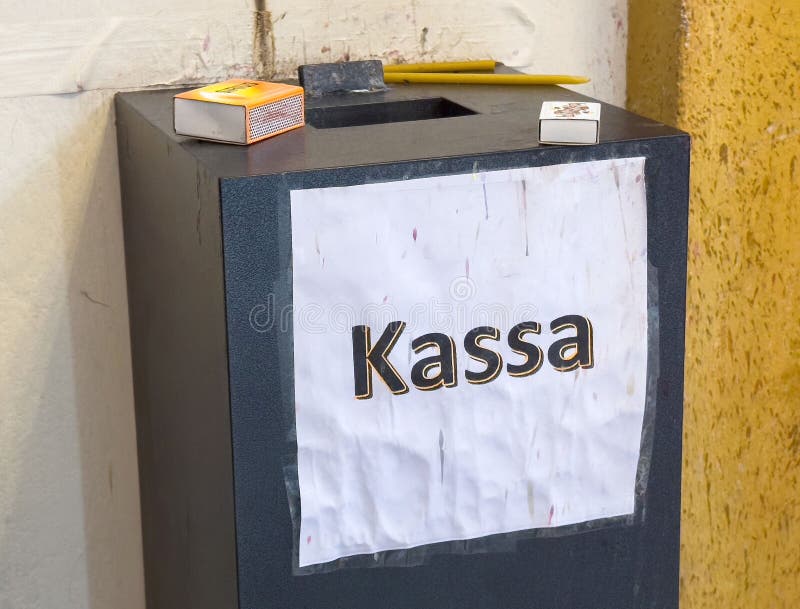 Metal Box with Kassa Sign and Matchboxes on Top Editorial Stock Image ...