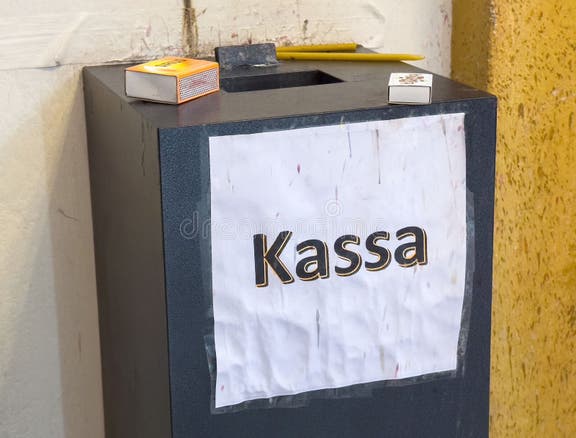 Metal Box with Kassa Sign and Matchboxes on Top Editorial Stock Image ...