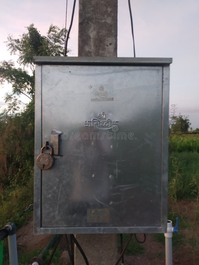 Metal Box on Well with Pole and Lock Stock Photo - Image of metal, lock ...