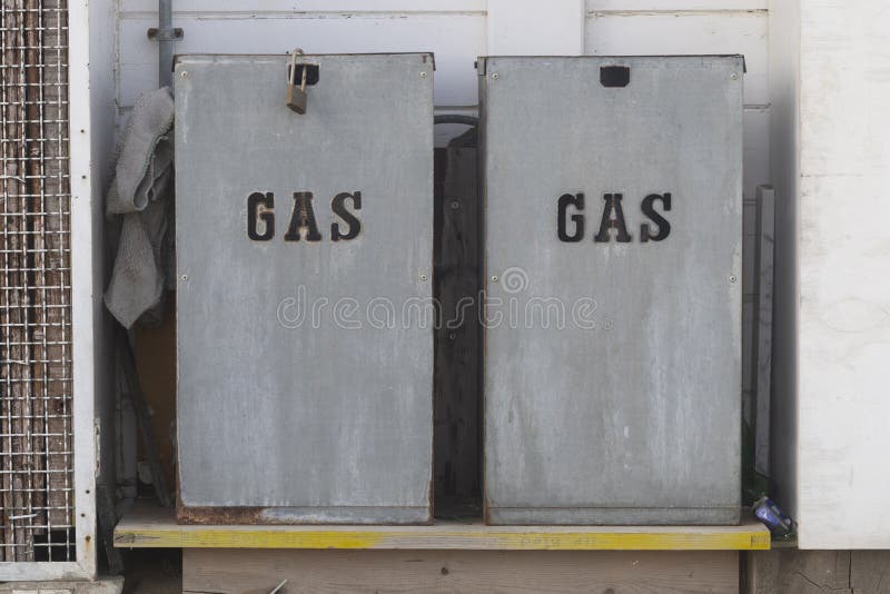 Metal Boxes for Gas Meters Placed on a Wooden Surface Stock Image ...