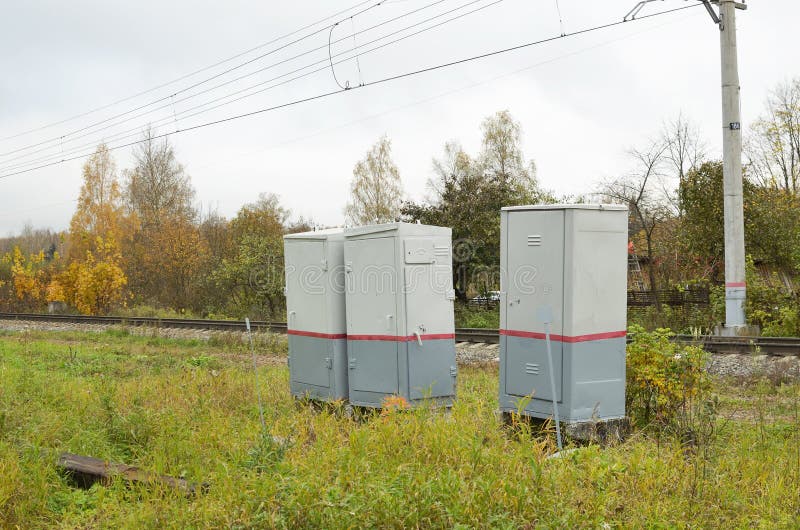 Metal Boxes at the Railway. Stock Image - Image of metal, flow: 79063729