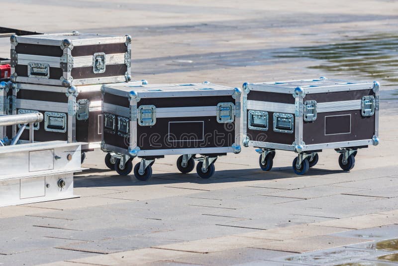 Metal Boxes for the Stage Equipment Stock Image - Image of metal, music ...