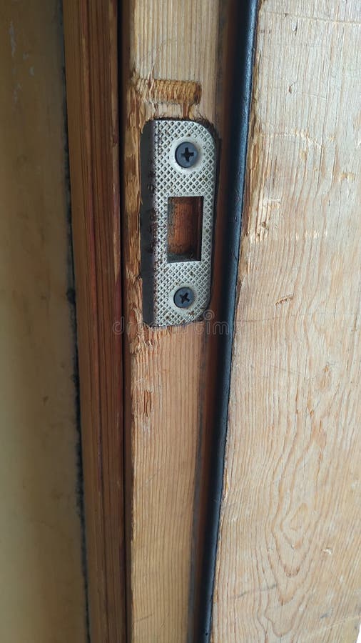 Metal Bracket for the Lock in the Door Frame. Close-up Stock Photo ...