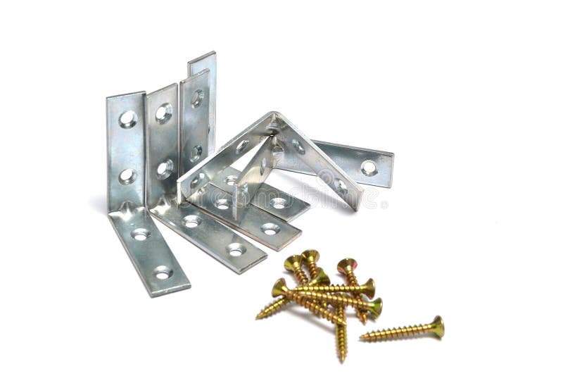 Metal bracket and screws stock photo. Image of building - 44237692