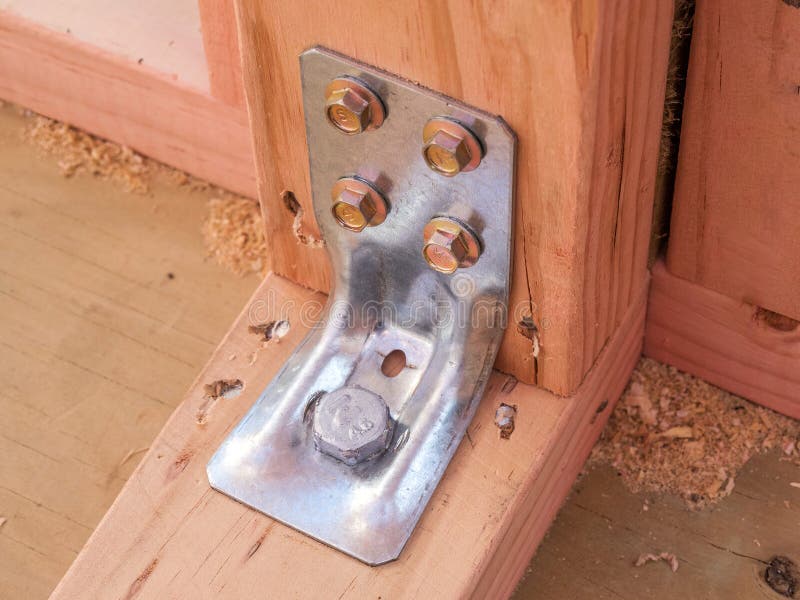 Metal Bracket Securing Wooden Beam with Bolts Stock Photo - Image of ...