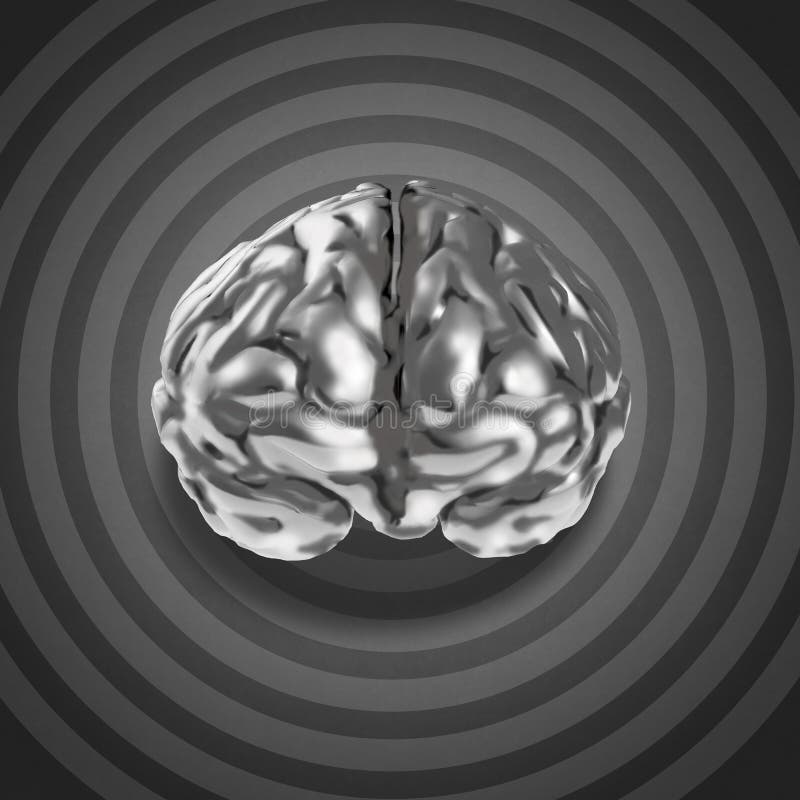 Metal Brain 3d with Retro Graphic Background Stock Illustration ...