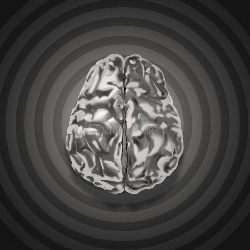 Metal Brain 3d with Retro Graphic Background Stock Illustration ...