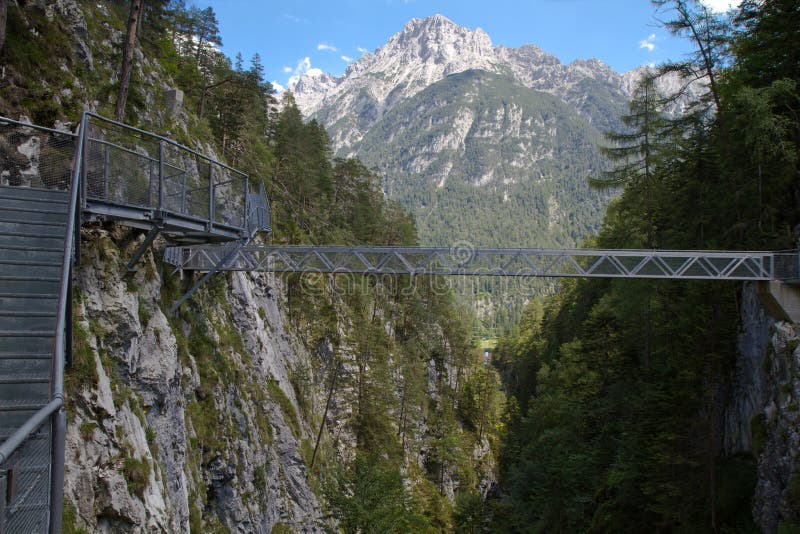 Leutasch Gorge in the German Alps Stock Image - Image of footpath ...