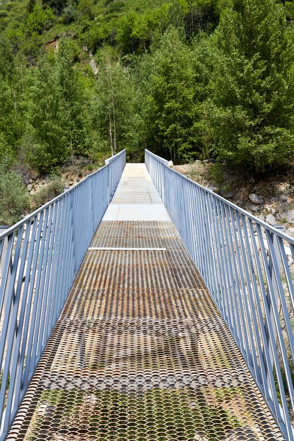 Metal Bridge Over the Mountain River Stock Image - Image of metal ...