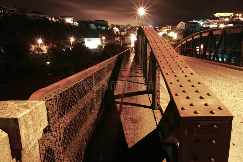 Metal Bridge with Small Town on the Other Side Stock Image - Image of ...