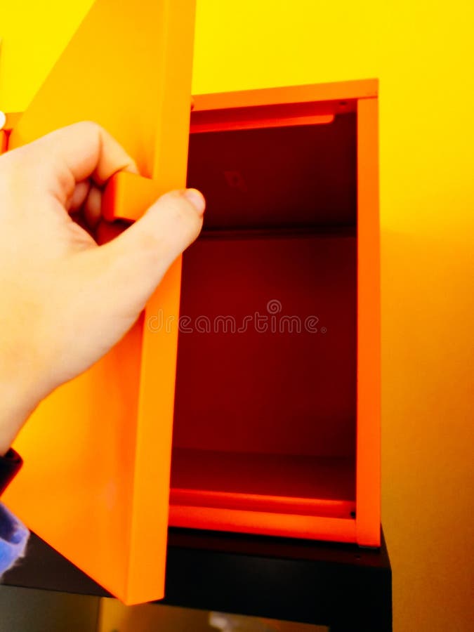 Metal Bright Orange Box, Lockable, for Storage or Transfer of Things ...