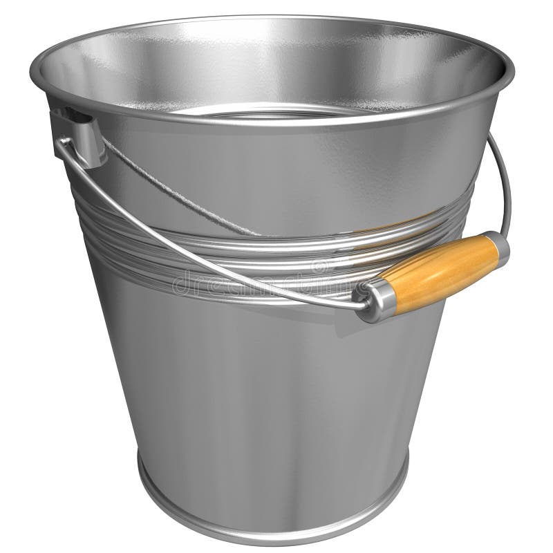 Metal Bucket Full of Water. on White Stock Illustration - Illustration ...