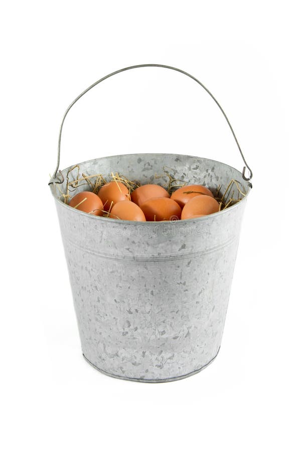 Metal bucket of eggs stock photo. Image of weathered - 28308900