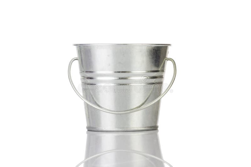 Metal Bucket with Handle on White Background Isolated Alone Stock Photo ...