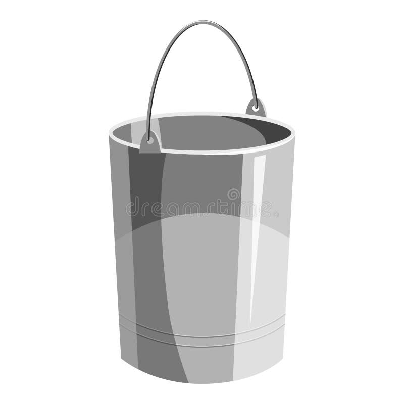 Metal Bucket Icon, Gray Monochrome Style Stock Vector - Illustration of ...