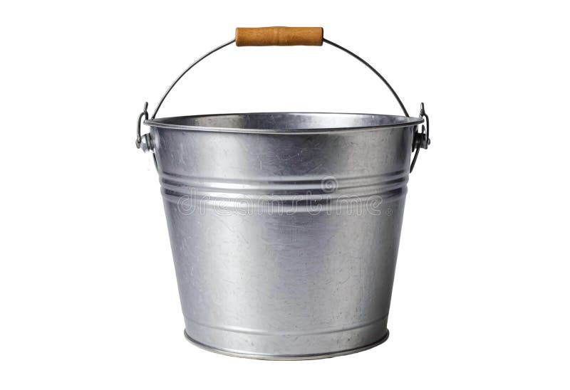 Metal Bucket Isolated on White Background Stock Photo - Image of basin ...