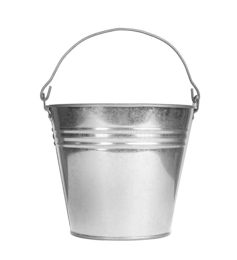 Metal Bucket Isolated on White. Gardening Tool Stock Photo - Image of ...